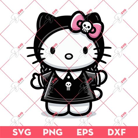 Hello Kitty X Wednesday Addams Svg Png Svg Dreamer