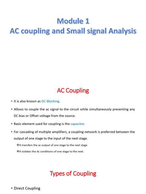 5 Ac Coupling And Small Signal Analysis Pdf Amplifier Electrical Network