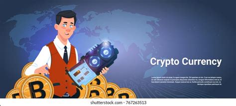 Man Holding Microchip Bitcoin Over World Stock Vector Royalty Free Shutterstock