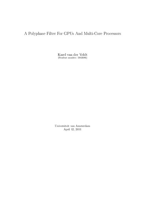 Pdf A Polyphase Filter For Gpus And Multi Core Processors