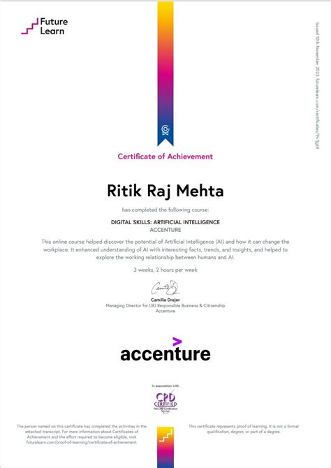 Completed Digital Skills Ai Course By Accenture Ritik Raj Mehta