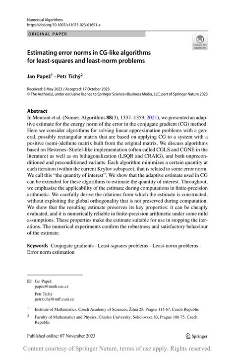 estimating error norms in cg like algorithms for least squares and