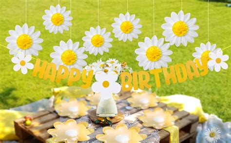 Daisy Birthday Decorations Daisy Tissue Pom Poms White