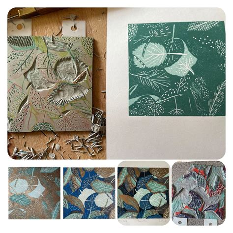Leaf Linocut Print Reduction Method Linocut Prints Relief Print Nature Prints