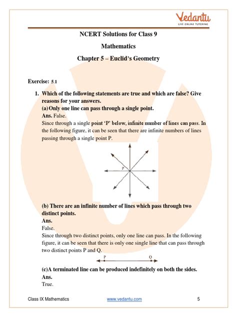 Class 9 Maths Introduction To Euclids Geometry Pdf Line