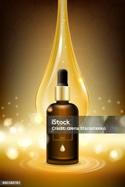 광고 카탈로그 잡지에 대 한 미용 제품에 대 한 포스터 화장품 패키지의 벡터 디자인입니다 비타민 이나 히 알루 론 산 천연 오일입니다 고립 된 개체와 벡터 일러스트 레이 션