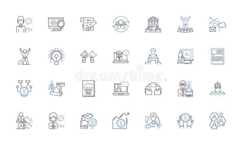 Workforce Productivity Line Icons Collection Efficiency Motivation Collaboration Innovation