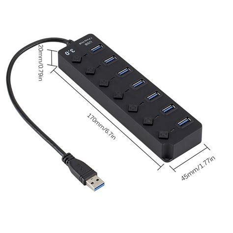 7 Ports Usb 30 Hub 5gbps High Speed On Off Switch Vicedeal