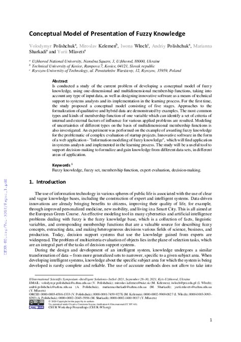 Pdf Conceptual Model Of Presentation Of Fuzzy Knowledge