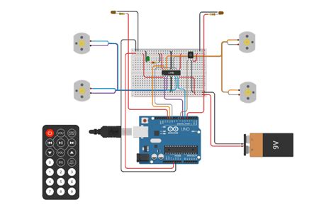 Circuit Design Remote Controlled Car Tinkercad