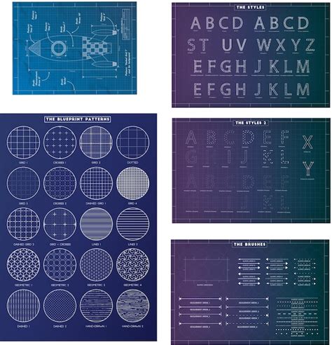 Premium Vector Complete Vector Blueprint Kit
