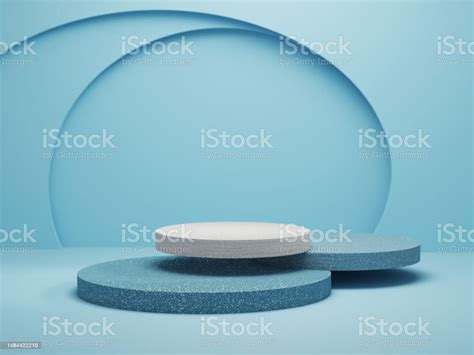 제품 프리젠테이션을 위한 연단 레이아웃 파스텔 블루 배경 3d 렌더링 3d 그림 0명에 대한 스톡 사진 및 기타 이미지 0명 3차원 형태 강단 Istock
