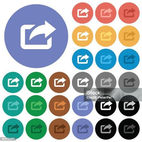 플랫 멀티 아이콘 컬러 라운드 상단 오른쪽 화살표와 함께 수출 기업 재무와 산업에 대한 스톡 벡터 아트 및 기타 이미지 기업 재무와 산업 노랑 다중 색상 Istock