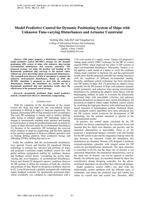 Pdf Robust Adaptive Nn Control Of Dynamically Positioned Vessels Under Input Constraints