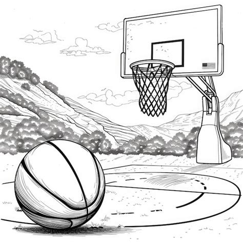 Coloring Page Basketball Court