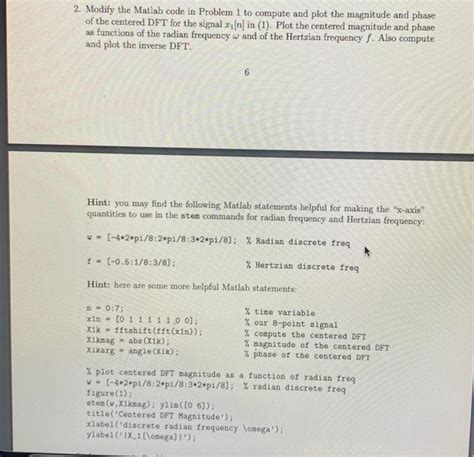 Solved 2 Modify The Matlab Code In Problem 1 To Compute And