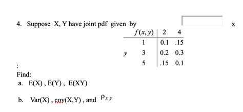 Solved 4 Suppose X Y Have Joint Pdf Given By Find A