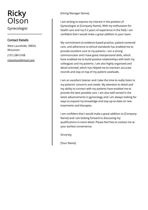 Gynecologist Cover Letter Example Free Guide