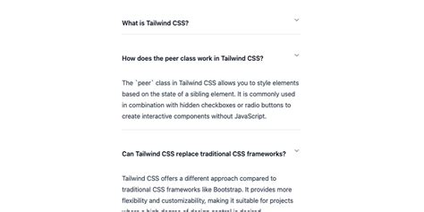 Create A Javascript Free Animated Accordion Faq Section With Only Tailwind Css Dev Community