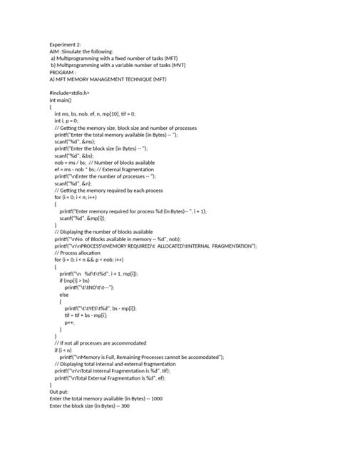 Experiment 2 Os Record Pdf Computer Programming Systems Engineering