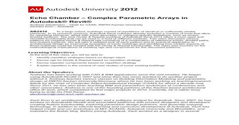 Pdf Echo Chamber Complex Parametric Arrays In Autodesk® Revit