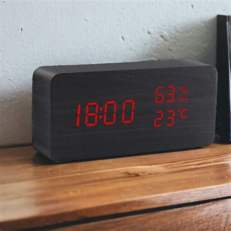 Black Wooden Alarm Rectangle Clock Digital Clock Thermometer Clock Wooden Clock Desk Clock Black Wooden Alarm Rectangle Clock Digital Clock Thermometer Clock Wooden Clock Desk Clock