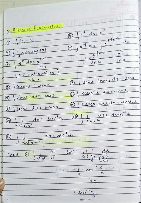 SOLUTION Integration Indefinite Definite Handwritten Notes With Solved