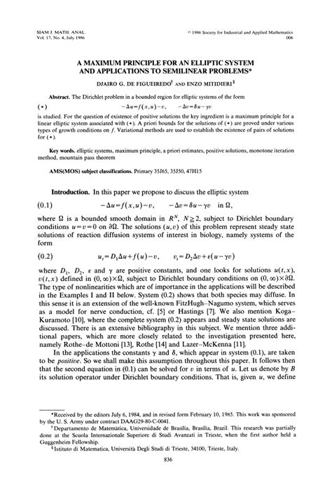 Pdf A Maximum Principle For An Elliptic System And Applications To