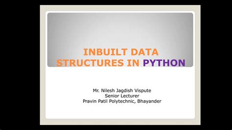 Inbuilt Data Structures In Python Youtube