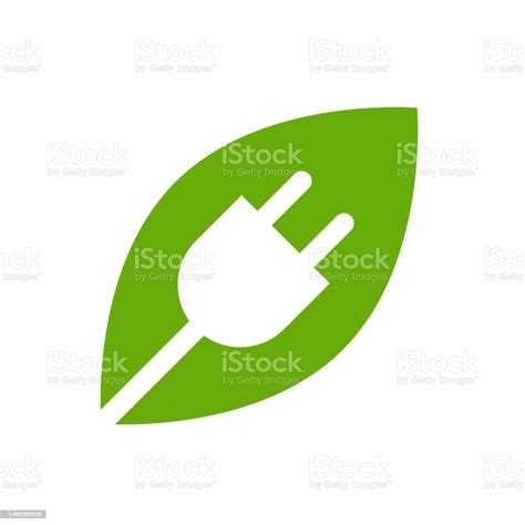 그래픽 디자인 로고 웹 사이트 소셜 미디어 모바일 앱 Ui 일러스트레이션을 위한 전기 플러그 생태 컨셉으로 잎 아이콘 벡터가 있는 에코 그린 전기 플러그 0명에 대한 스톡