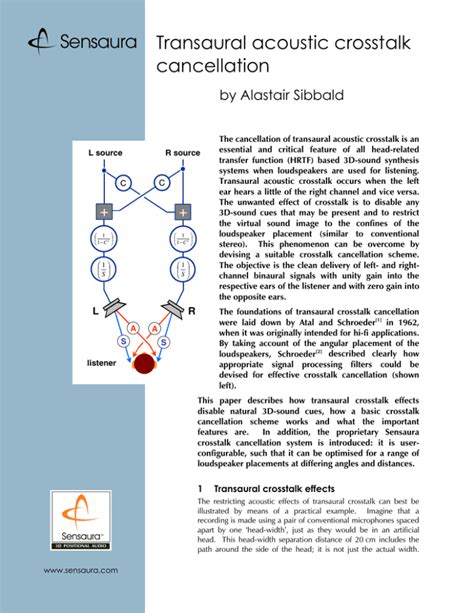 Transaural Acoustic Crosstalk Cancellation