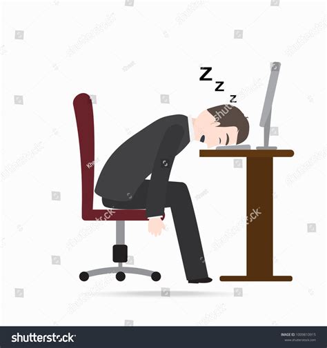 Man Sleeping Front Computer On Work Stock Vector Royalty Free 1009810915 Shutterstock