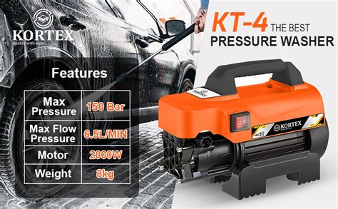 Kortex Kt 4 Portable High Pressure Car Washer Cleaner Pump For Multiple Cleaning Applications