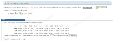 P Value Table For Z Test Tranet Biologia Ufrj Br