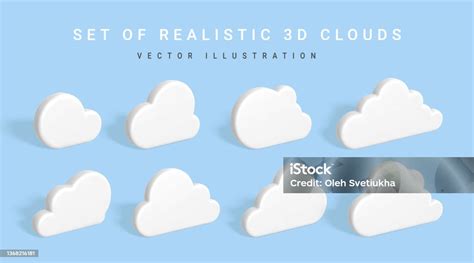 3d 구름 세트입니다 파란색 배경에 그림자가 분리된 흰색 구름입니다 벡터 일러스트레이션 3차원 형태에 대한 스톡 벡터 아트 및 기타 이미지 3차원 형태 구름 구름