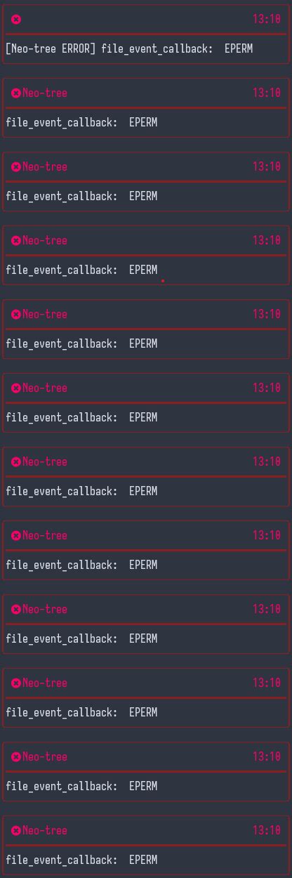 `file event callback eperm` error notification after some background