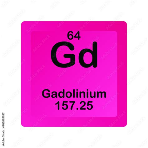 Gadolinium Gd Chemical Element Vector Illustration Diagram With Atomic Number And Mass Simple