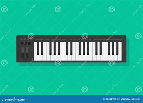 Electronic Musical Piano Keyboard Vector Illustration Flat Cartoon Midi Controller Or