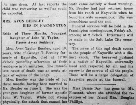 Avon Rich Taylor Beesley 1896 1915 Find A Grave Memorial