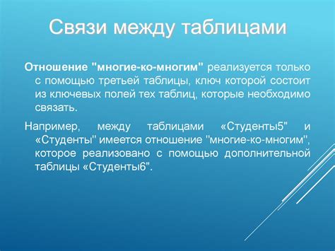 Таблица как представление отношения Поиск данных в готовой базе Связи между таблицами