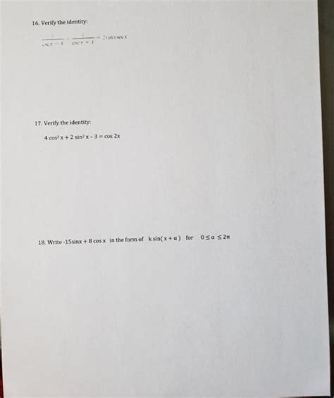 Get Answer Verify The Identity Ansex E Tr Verify The Identity Transtutors