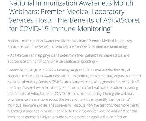 Immunization Awareness Webinars Hosted By Premier Medical Featured On