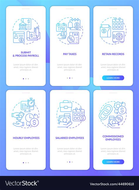 Payroll Processing Stages Blue Gradient Royalty Free Vector