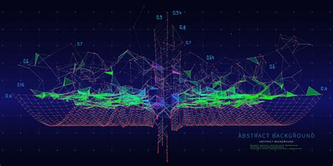 추상 배경에는 와이어프레임 색상 그래프와 진한 파란색의 혼란스러운 얽힘 데이터가 포함되어 있습니다 빅 데이터 웹 가상 공간의 기술 다각형 개념 비즈니스 과학 및 기술 데이터