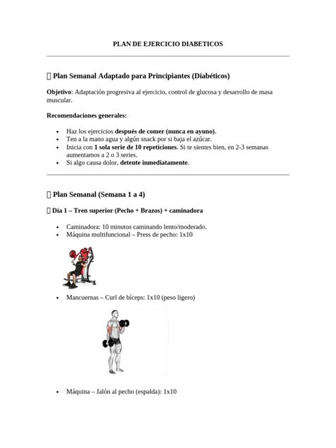 Plan De Ejercicio Para Diabéticos Pdf