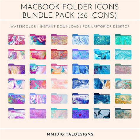 Colorful Folder Icons Folder Icon Color Pack Mac Os Systems Instant Download For Laptop