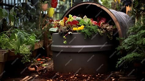 Premium Ai Image An Urban Composting Bin Filled With Organic Waste