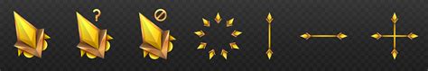 Gold And Yellow Colored Custom Gaming Mouse Cursor Icons Set For Game Ui Designs Stock