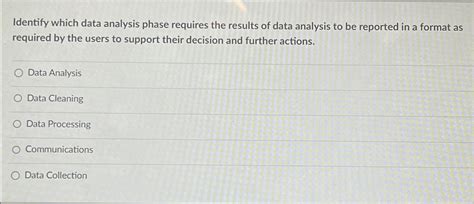 Solved Identify Which Data Analysis Phase Requires The