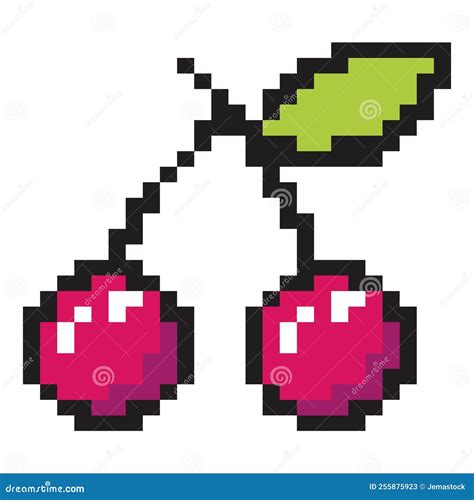 Cherry Pixel Art Stock Vector Illustration Of Cartoon 255875923